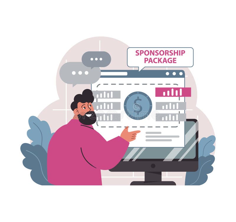 Digital Sponsorship Exploration. Flat Vector Illustration Stock Vector ...