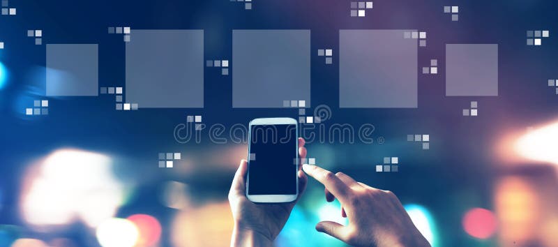Digital Square Boxes with City Lights at Night Stock Image - Image of ...
