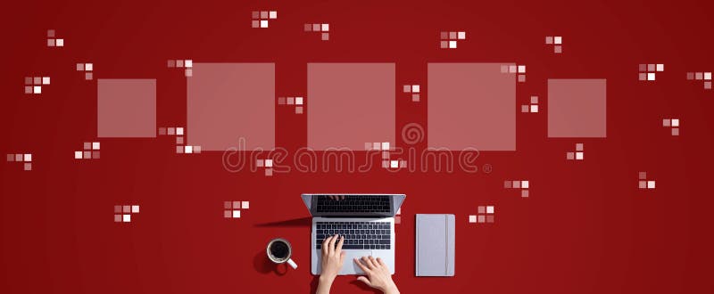 Digital Square Boxes with Person Working with Laptop Stock Photo ...