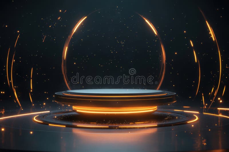 Digital Stage with Glowing Ring and Particles for a Futuristic ...