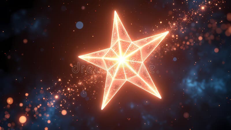 Digital Star Floating in Space with Energy Trails Stock Illustration ...