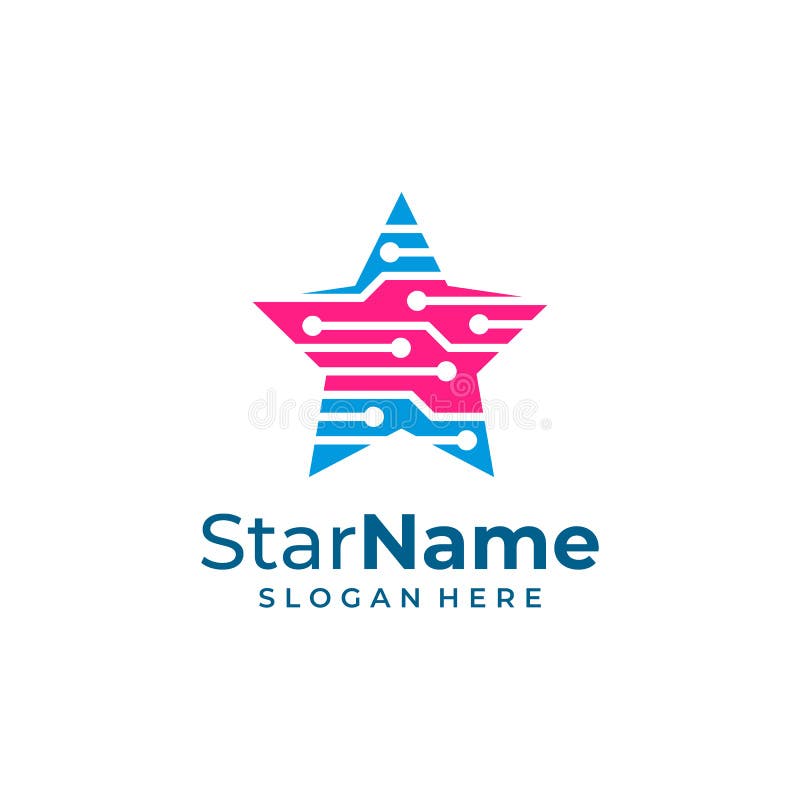 Digital Star Icon Logo Design Element. Tech Star Logo Vector Template ...