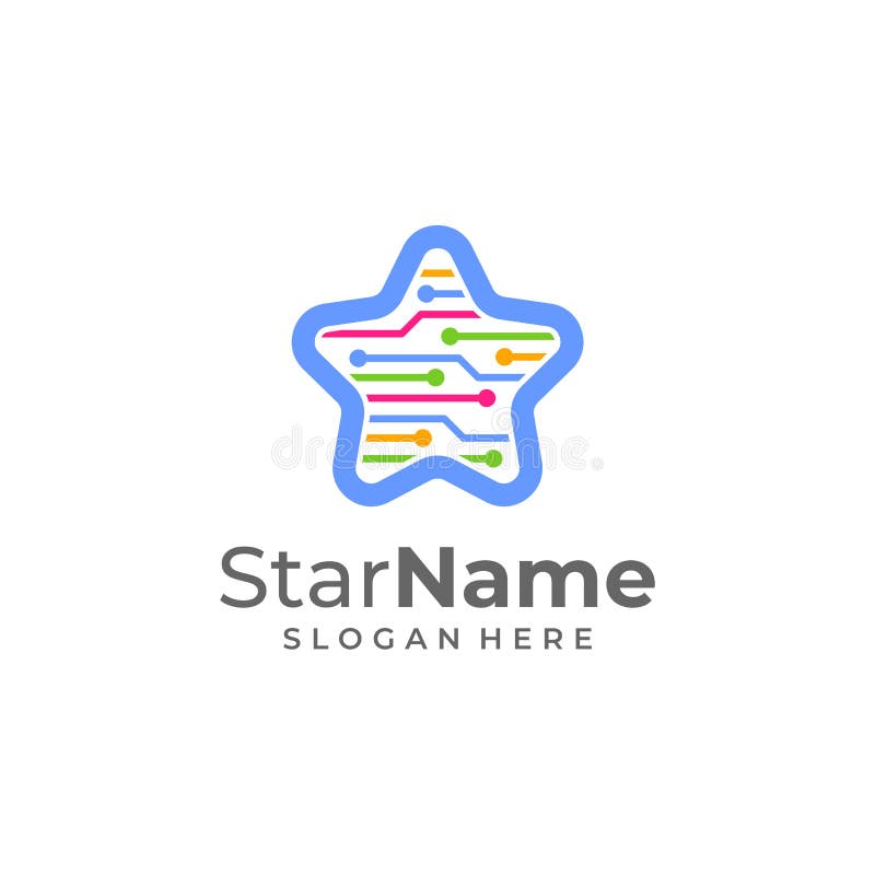 Digital Star Icon Logo Design Element. Tech Star Logo Vector Template ...