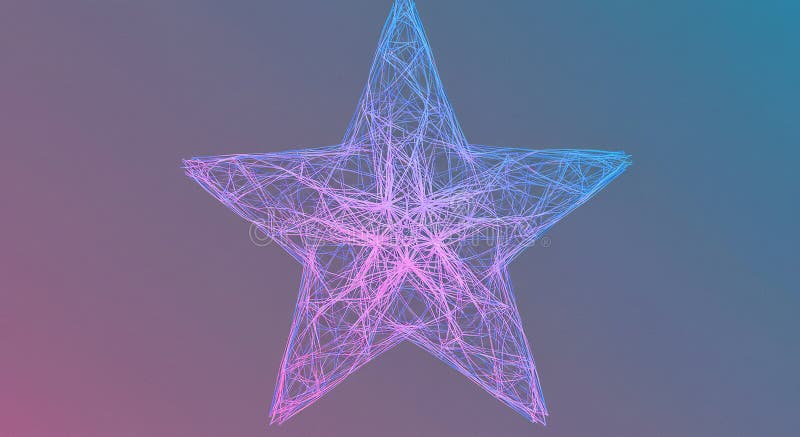 A Digital Star Shape Composed of Intersecting Lines in a Neon Pink and ...
