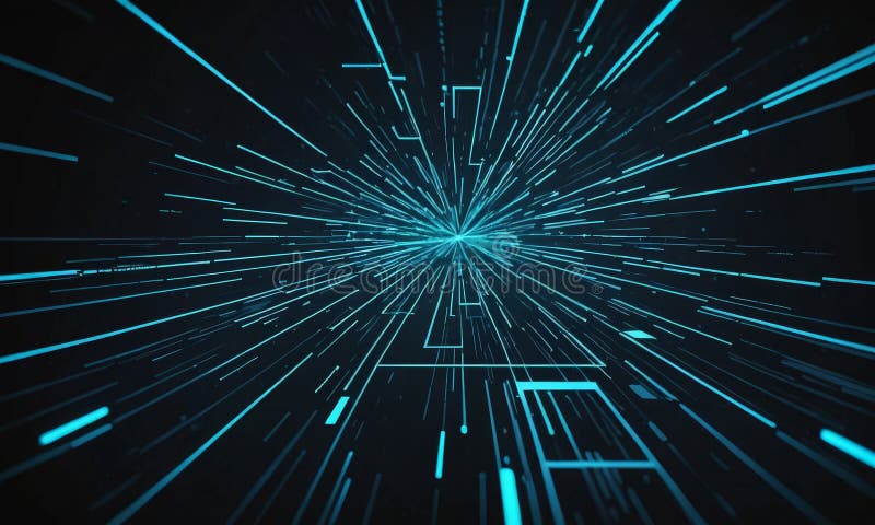 Digital Starburst Pattern with Blue and White Lines Radiating Outwards ...