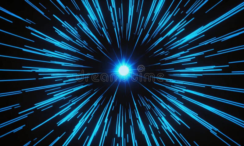 Digital Starburst Pattern with Bright Blue Center, Radiating Outwards ...