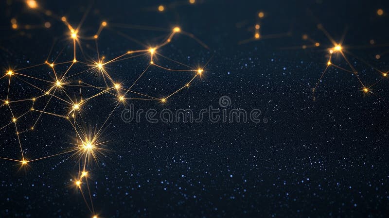 Digital Starry Night Sky with Bright Connecting Points and Network ...