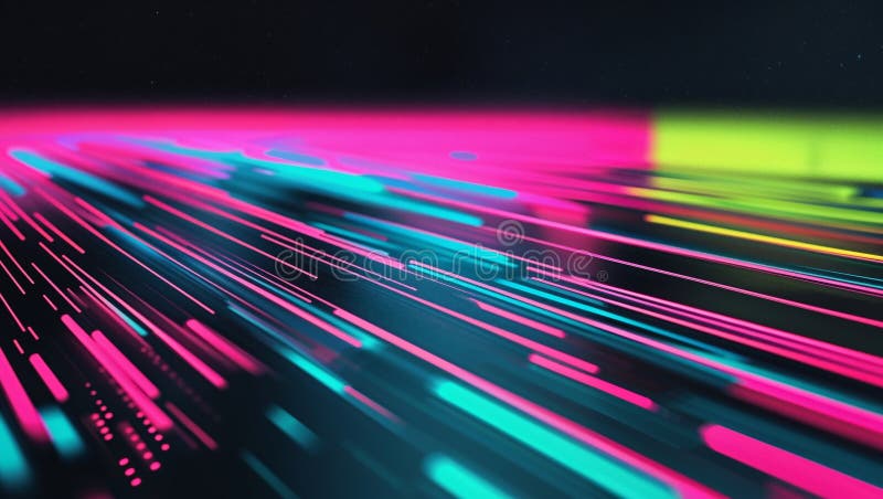 Digital Static with Horizontally Aligned Colorful Lines on Black ...