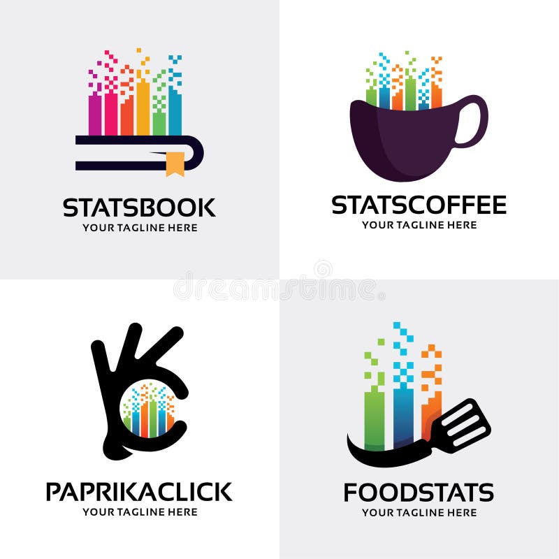 Digital Stats Logo Set Design Template Collection Stock Vector ...