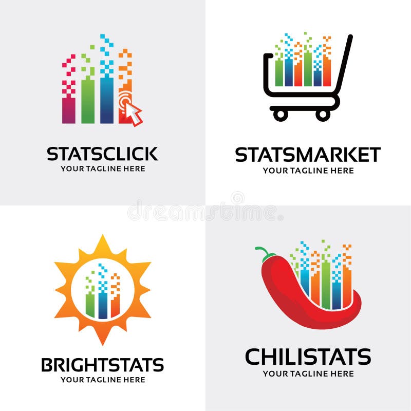 Digital Stats Logo Set Design Template Collection Stock Vector ...