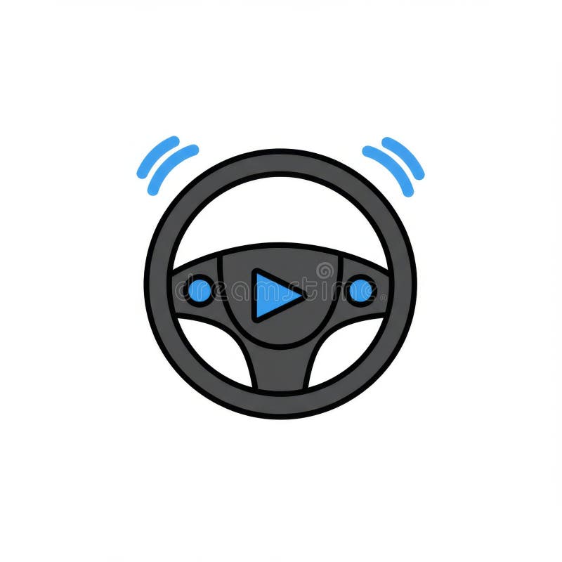 Digital Steering Wheel with Play Button and Sound Waves Stock ...