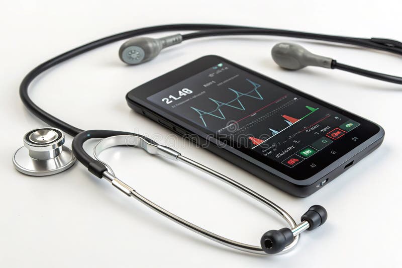 A Digital Stethoscope with Earbuds Connected Stock Illustration ...