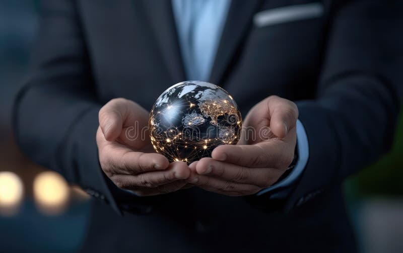 Digital Stewardship: Image of Hand Grasping a Globe Reflects ...