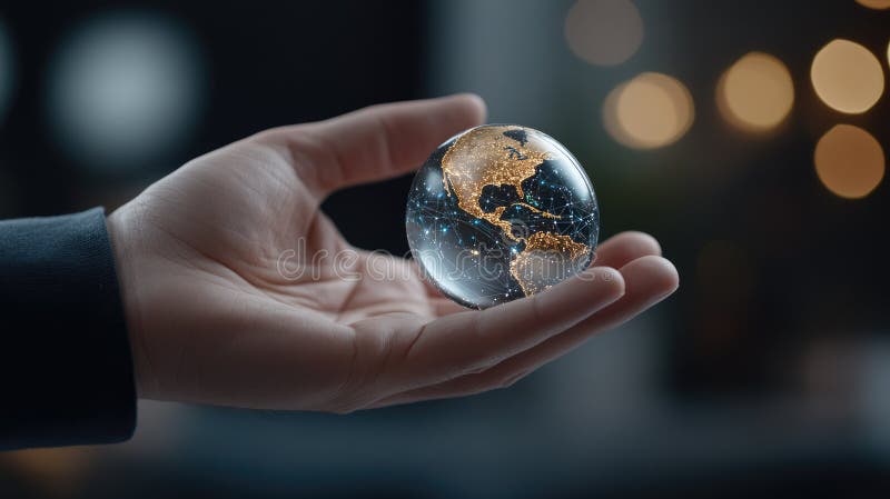 Digital Stewardship: Image of Hand Grasping a Globe Reflects ...