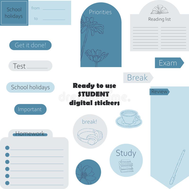 Digital Note Papers and Stickers for Bullet Journaling or Planning ...
