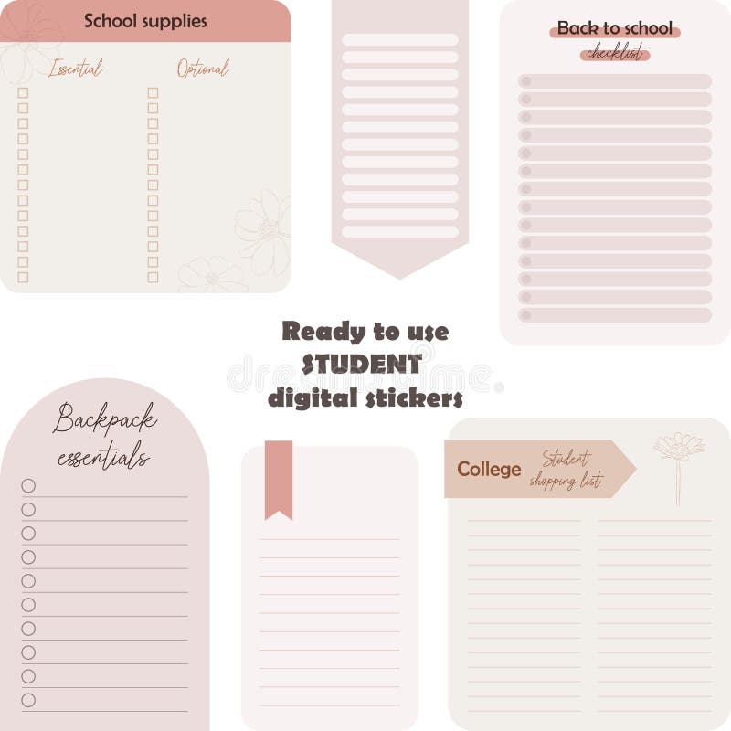 Student S Digital Stickers. Digital Note Papers and Stickers for Bullet ...