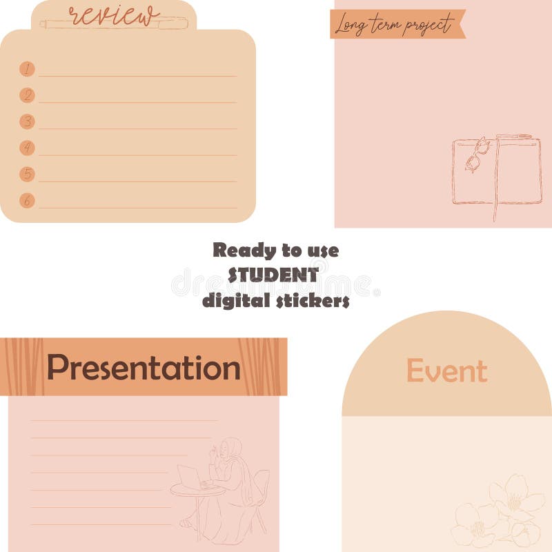 Student S Digital Stickers. Digital Note Papers and Stickers for Bullet ...