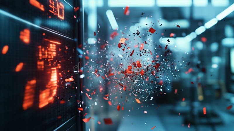 Digital Stock Exchange Collapse Illustrated with Exploding Numbers and ...