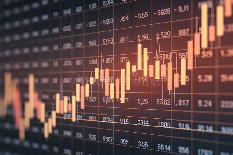 Stock Chart with Orange and Brown Bars, Reflecting Market Trends on ...