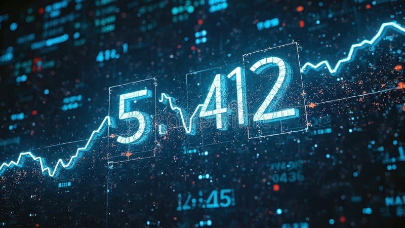 Digital Stock Market Display Rising Numbers Blue Graph Stock Photos ...