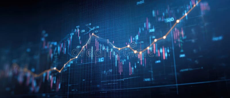 The Digital Stock Market Graph Displaying Rising Trends and Market ...