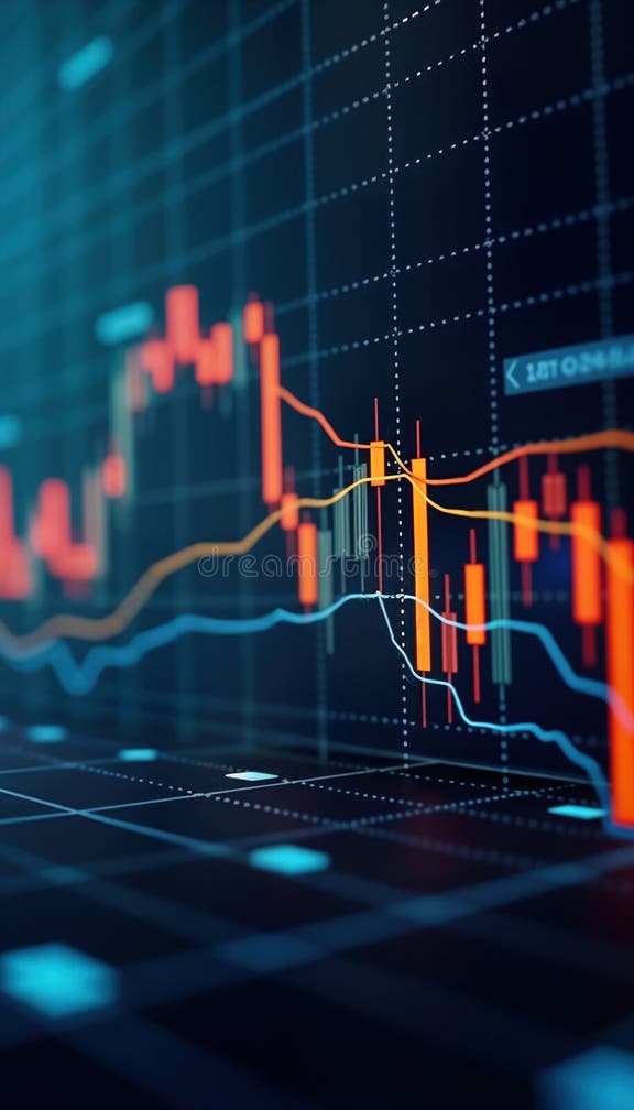 Digital Stock Market Graph Shows Fluctuating Trends. Data Visualization ...
