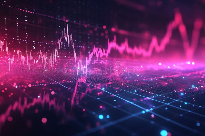 Digital Stock Market Line Graph with Futuristic Glow Stock Illustration ...