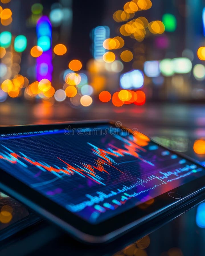 A Digital Stock Market Trading Chart on a Tablet, Utilized for ...