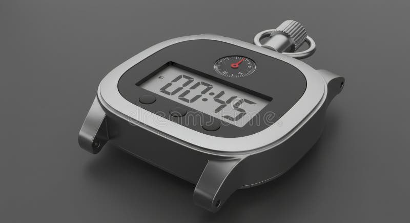 Modern Digital Stopwatch Displaying Time on Gray Background Close Up ...