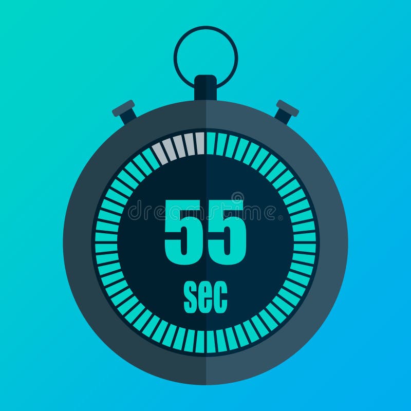Digital Stopwatch Icon. Fifty Five Seconds. 55 Seconds. Blue Gradient ...