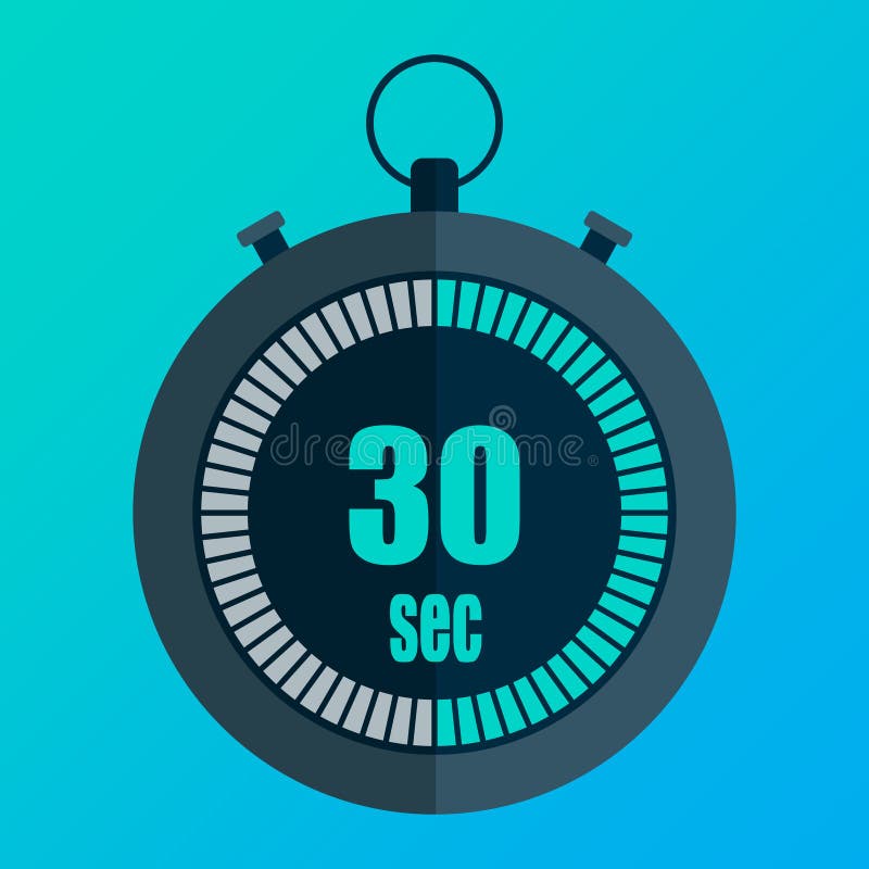 Digital Stopwatch Icon. Thirty Seconds Display. 30 Seconds. Blue ...