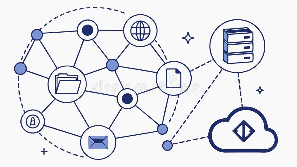 Cloud Data Network, Illustrating Cloud Computing and Digital Storage ...