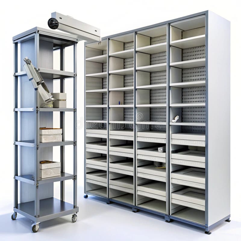 Digital Storage Unit with Automated Shelves and Robotic Movement Stock ...