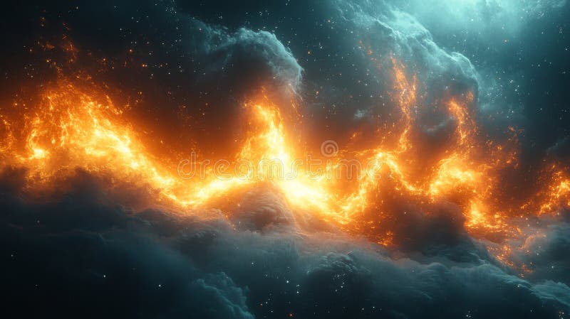 A Digital Storm Visualizing a Cyberattack Engulfing a Virtual Landscape ...