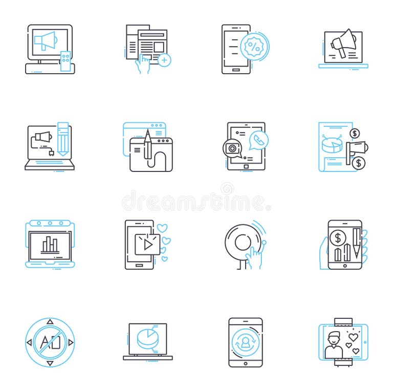 Digital Strategies Linear Icons Set Analytics Automation Branding Content Conversion
