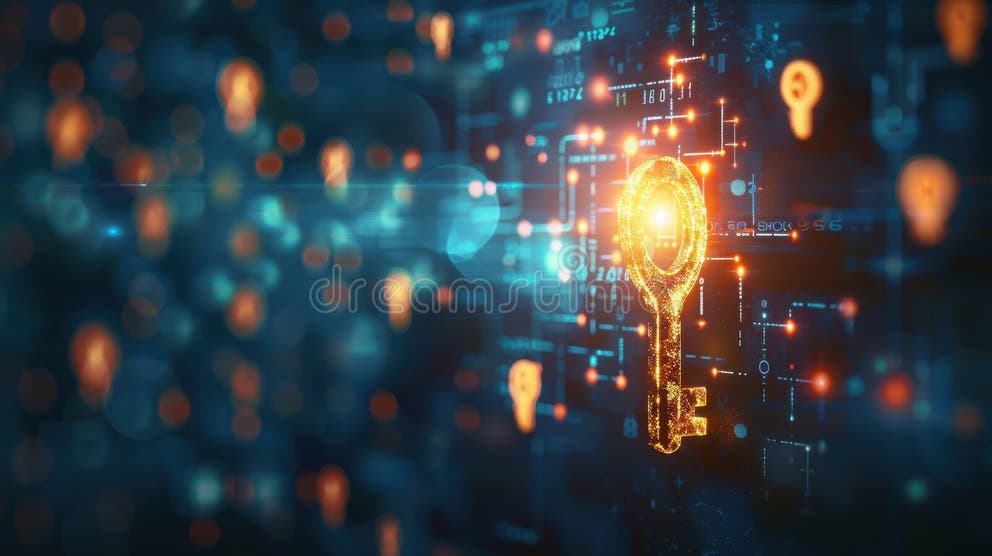 Digital Strategy Concept: Illuminated Key Unlocking Knowledge in a ...