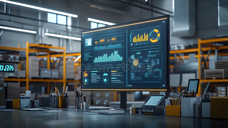 Digital Strategy Dashboard in a Modern Warehouse Environment Showcasing ...