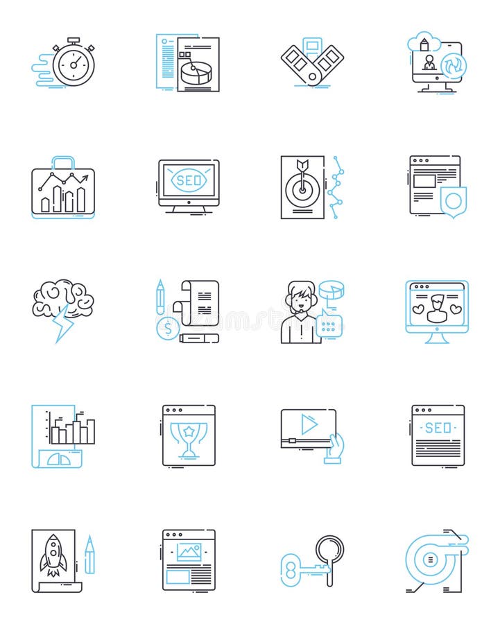 Digital Strategy Linear Icons Set. Optimization, Analytics, Innovation ...