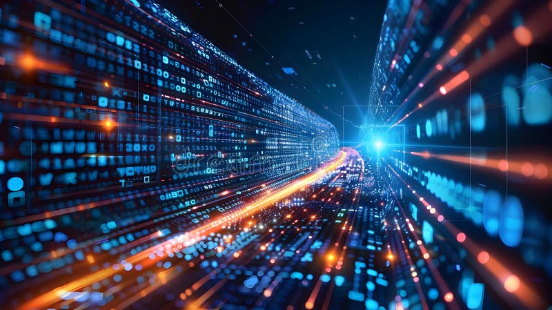 Digital Stream 3D Abstract Background Stock Illustration - Illustration ...