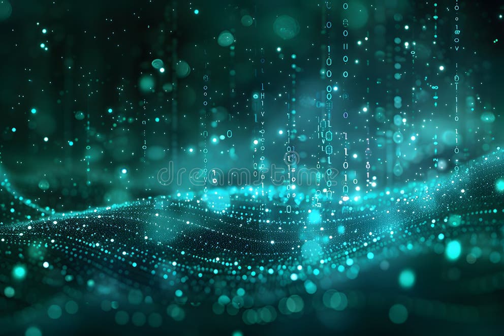 Digital Stream Data Flow. Information Network System with Particles and ...