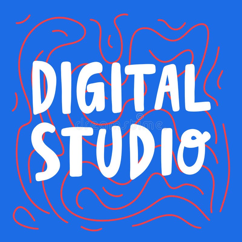 Digital Studio. Hand Drawn Lettering Logo for Social Media Content ...