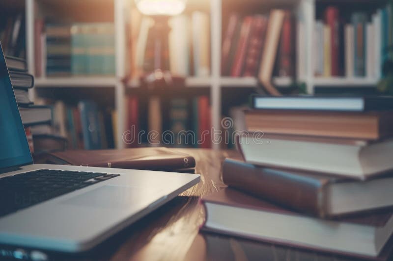 Digital Study Environment in a Library Stock Image - Image of space ...