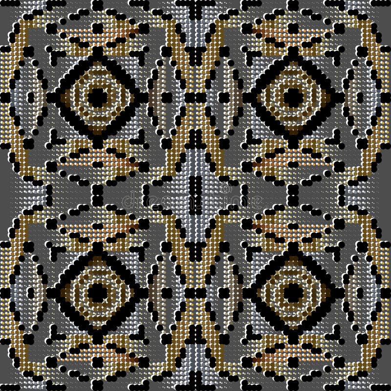 Digital Style Halftone Abstract Vector Seamless Pattern. Geometric ...