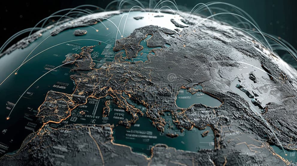 A Digital-style Representation of a Globe Surrounded by Mobile Phone ...