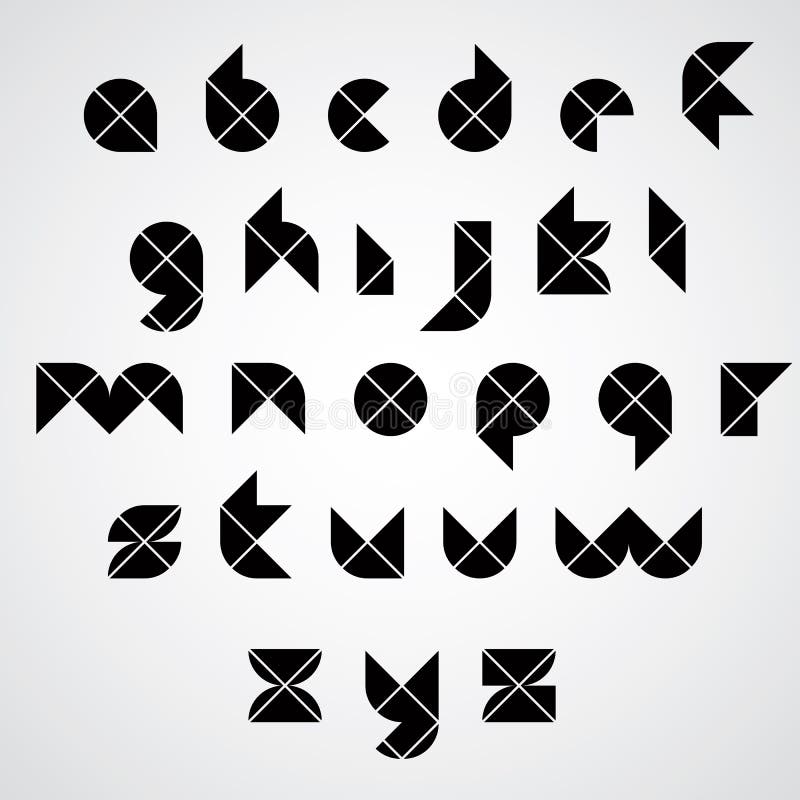 Digital Style Simple Geometric Font Made with Squares. Stock Vector ...