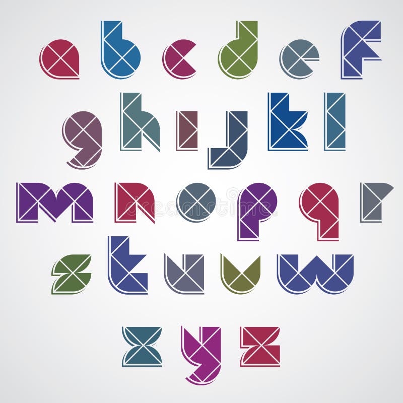 Digital Style Simple Geometric Font Made with Squares. Stock Vector ...