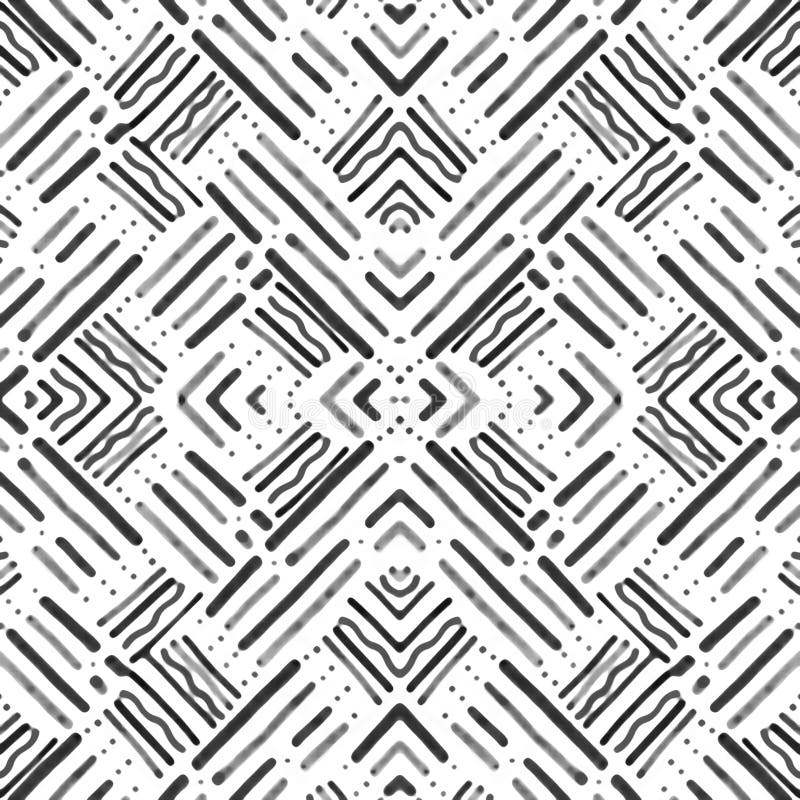 Black and White Linear Ethnic Seamles Pattern Design Stock Illustration ...