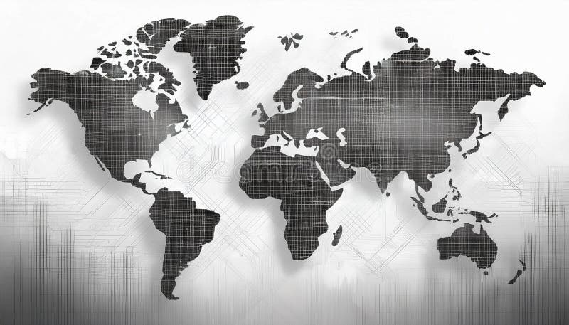 Digital Stylish 3d Vector World Map with White High Tech Background ...