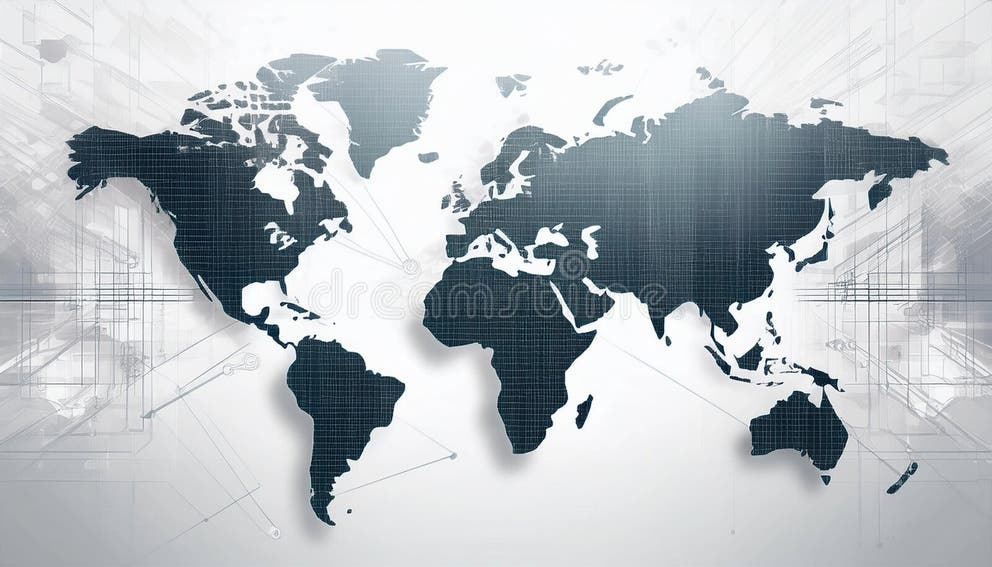 Digital Stylish 3d Vector World Map with White High Tech Background ...