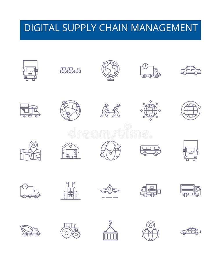 Digital Supply Chain Management Line Icons Signs Set. Design Collection ...